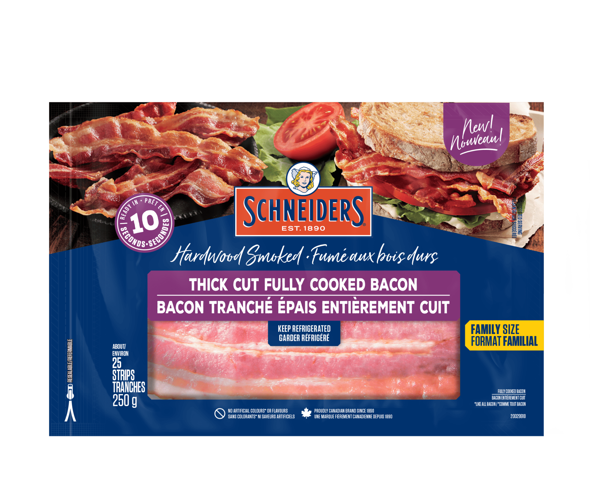 Thick Cut Fully Cooked Bacon Family Size - Schneiders